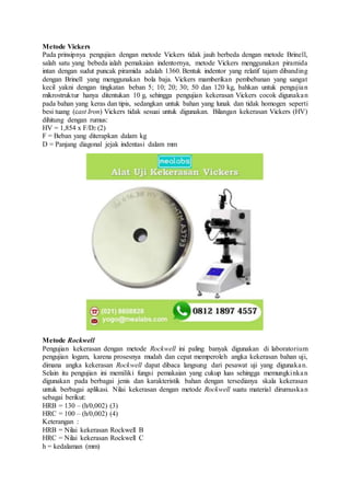 Alat uji kekerasaan indentasi | PDF