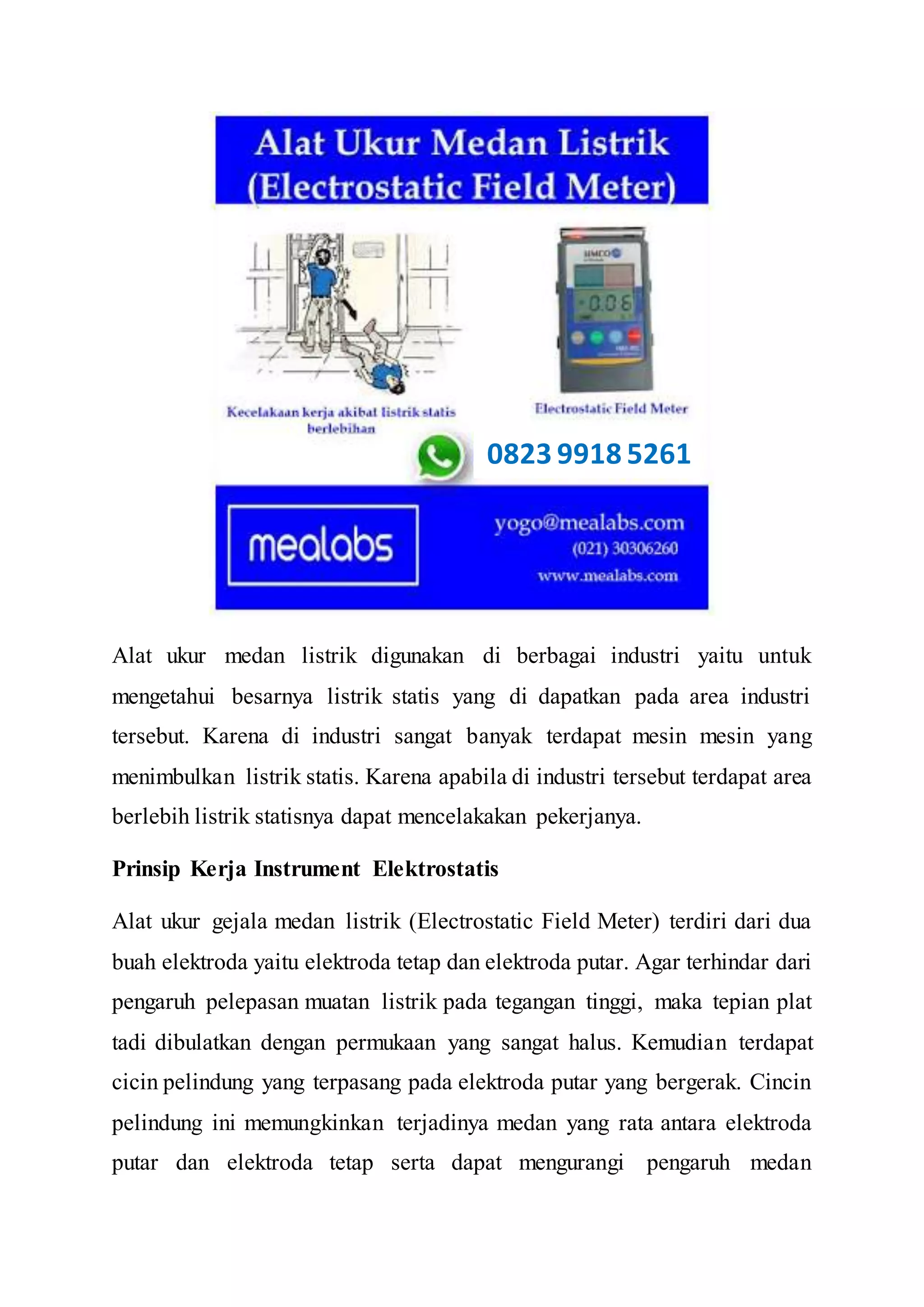 Alat Ukur Elektristatis, Alat ukur gejala medan listrik | DOCX