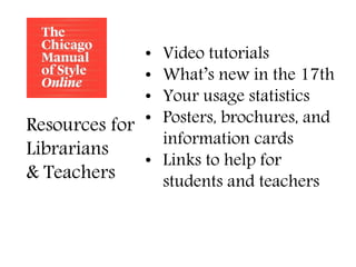 Write and Cite “Chicago Style”: Helping Students and Patrons Understand ...