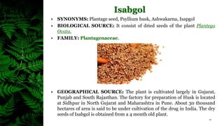 Laxatives: Aloe, Rhubarb, Castor oil, Isabgol, Senna | PPTX