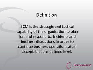 A laypersons guide to business continuity management richard (2) | PPT