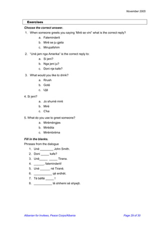 Basic Albanian Language Course | PDF