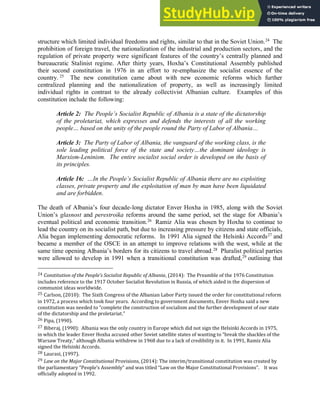 Albania S Transition To A Constitutional Democracy | PDF