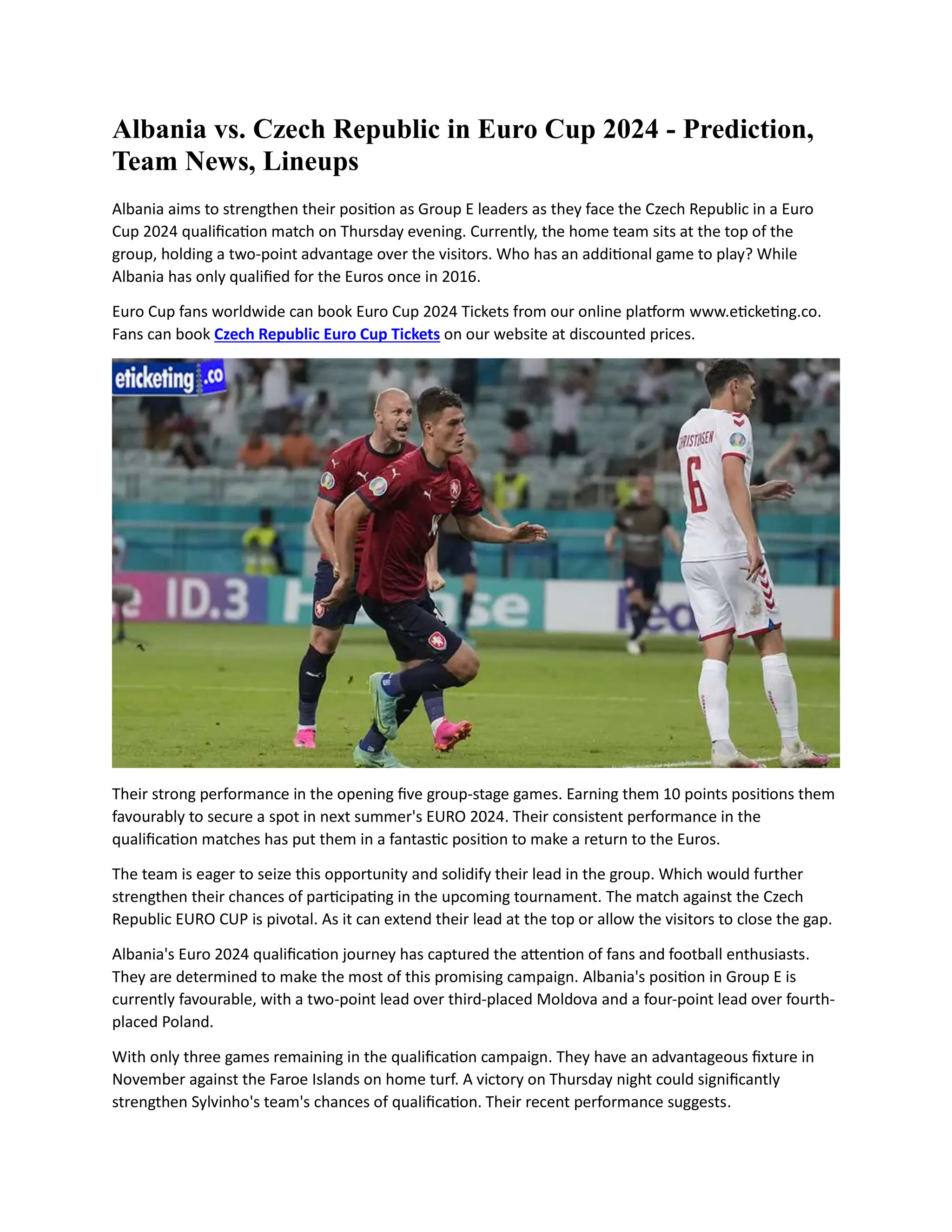 Albania vs. Czech Republic in Euro Cup 2024 - Prediction, Team News ...
