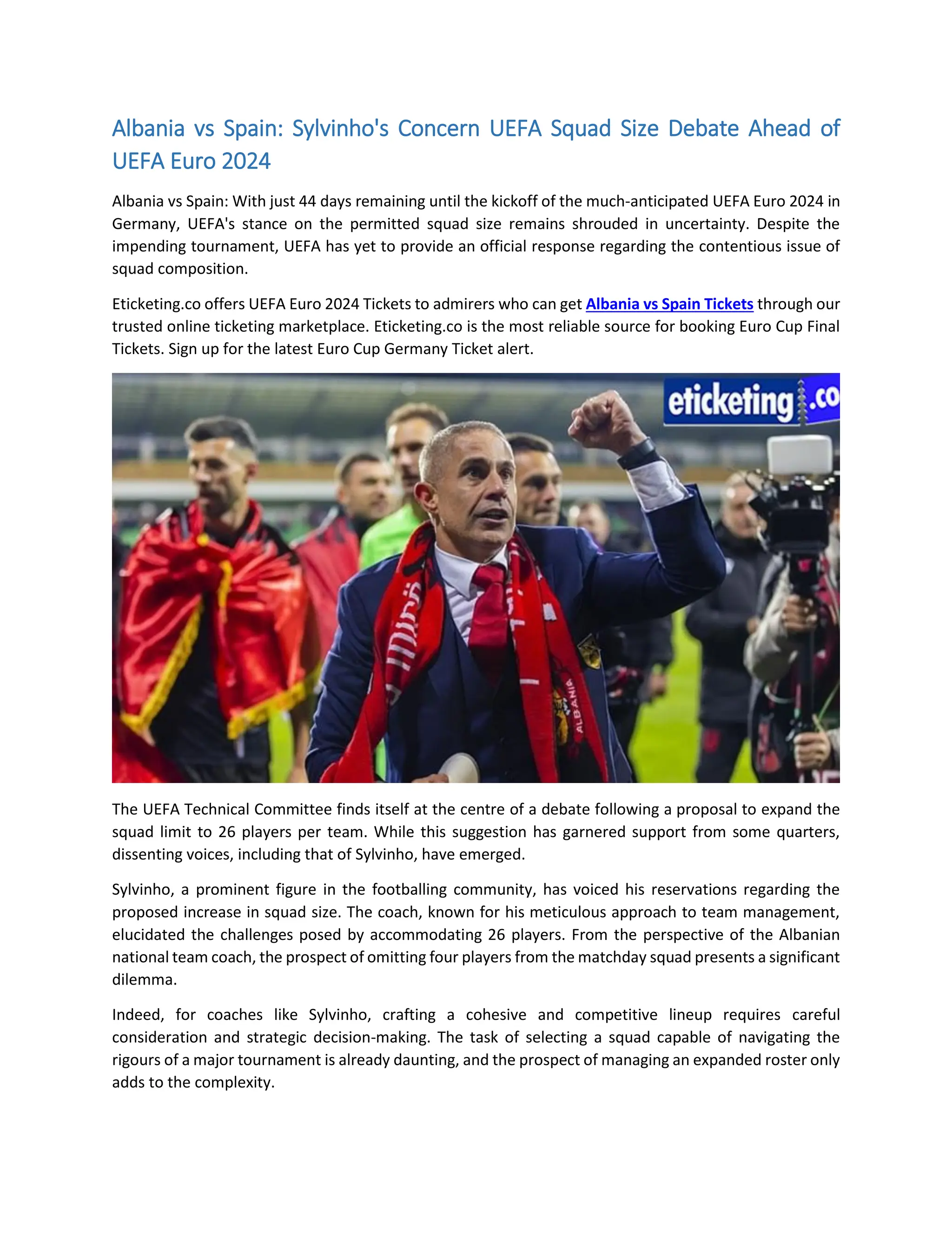 Albania vs Spain Sylvinho's Concern UEFA Squad Size Debate Ahead of UEFA Euro 2024.pdf