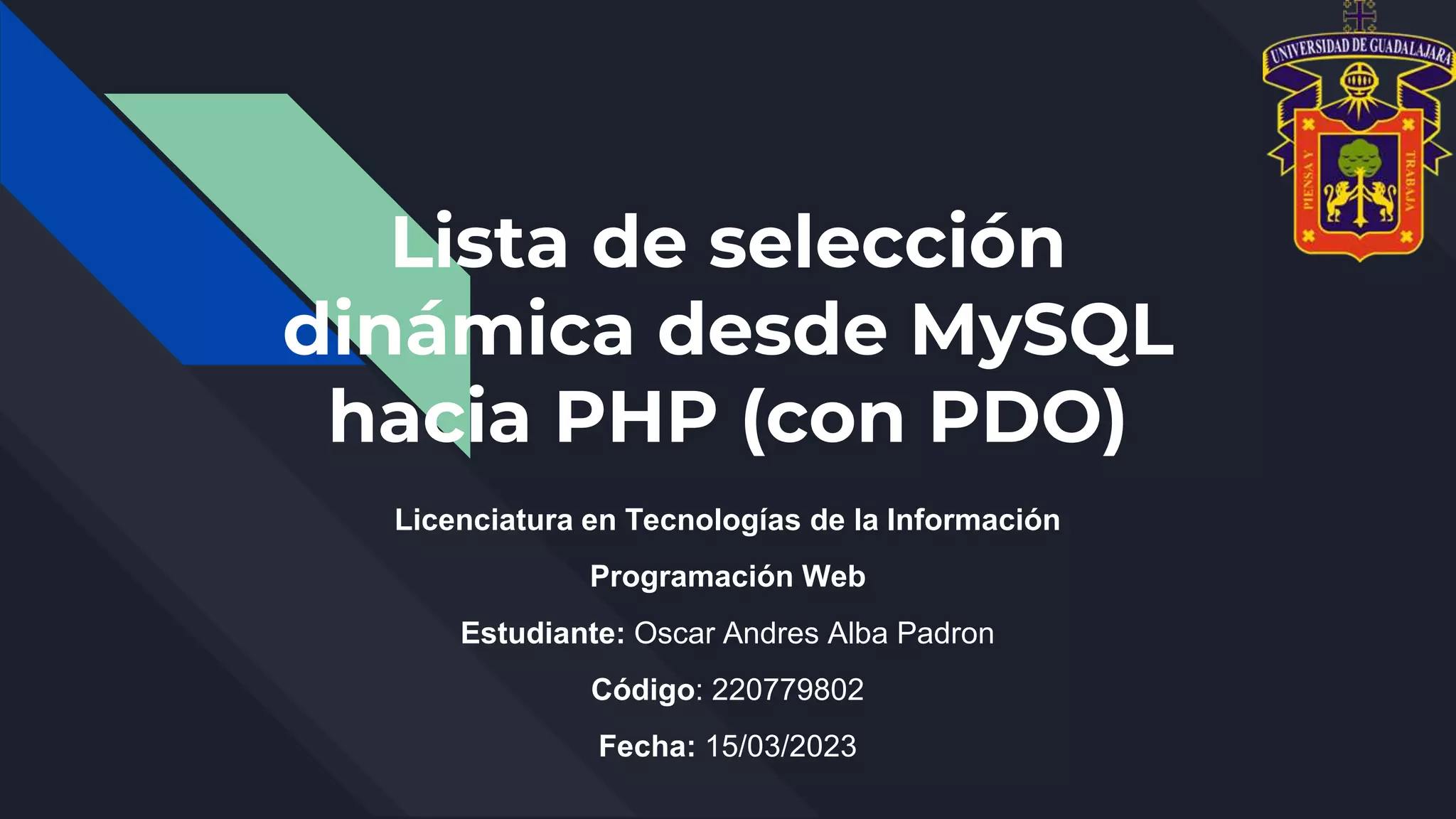 Lista De Selección Dinámica Desde Mysql Hacia Php Con Pdo Ppt Descarga Gratuita 