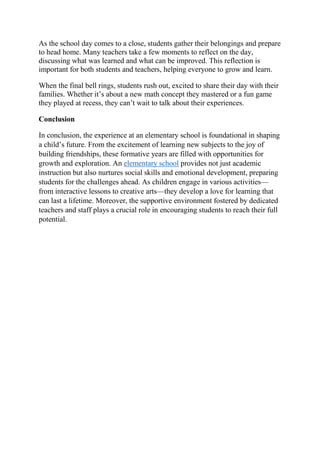 A Day in the Life at an Elementary School | PDF