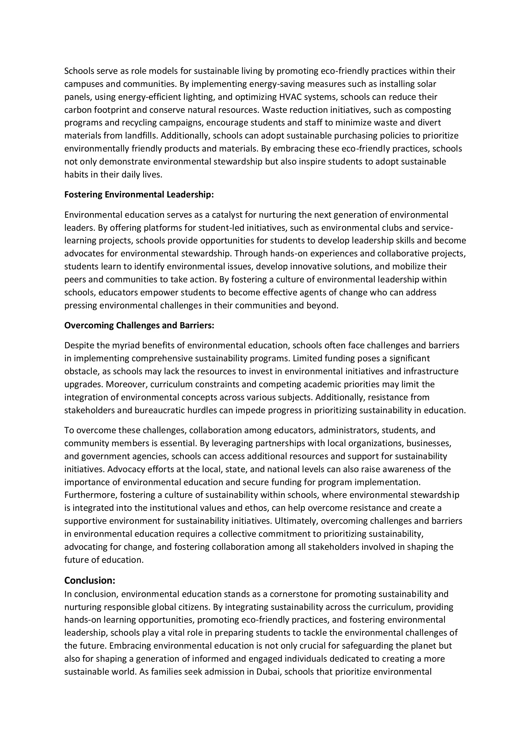 Embracing Environmental Education: Promoting Sustainability in Schools ...