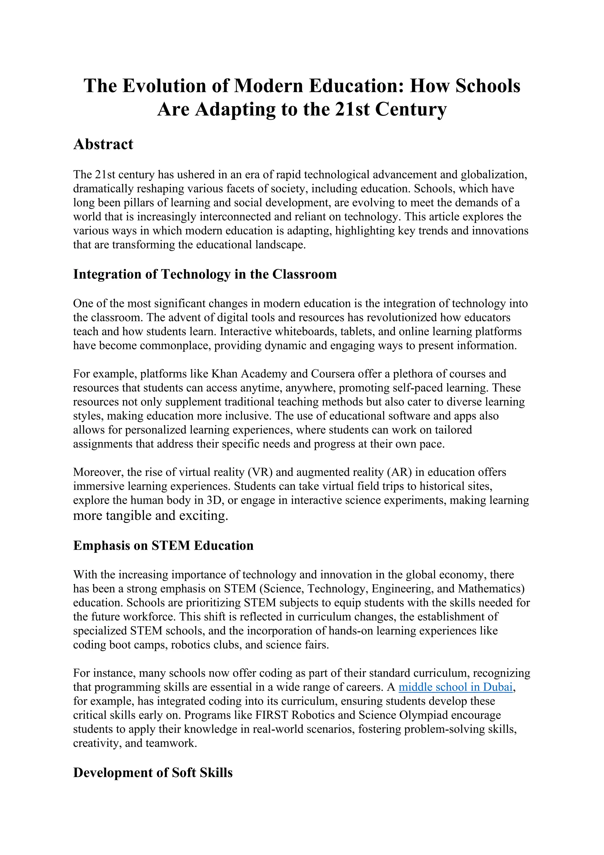 The Evolution of Modern Education: How Schools Are Adapting to the 21st ...