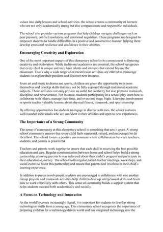 This Elementary School: Laying the Foundation for Future Success | PDF