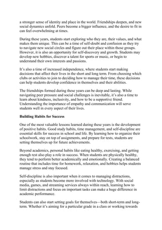 Why Middle School Years Are Crucial for Personal and Academic Growth | PDF