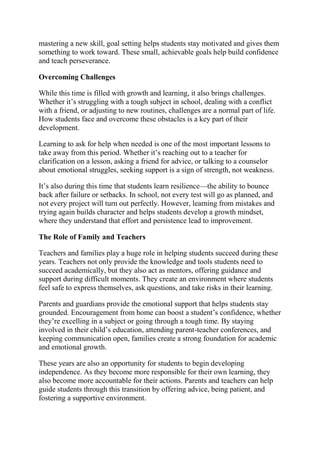 Why Middle School Years Are Crucial for Personal and Academic Growth | PDF