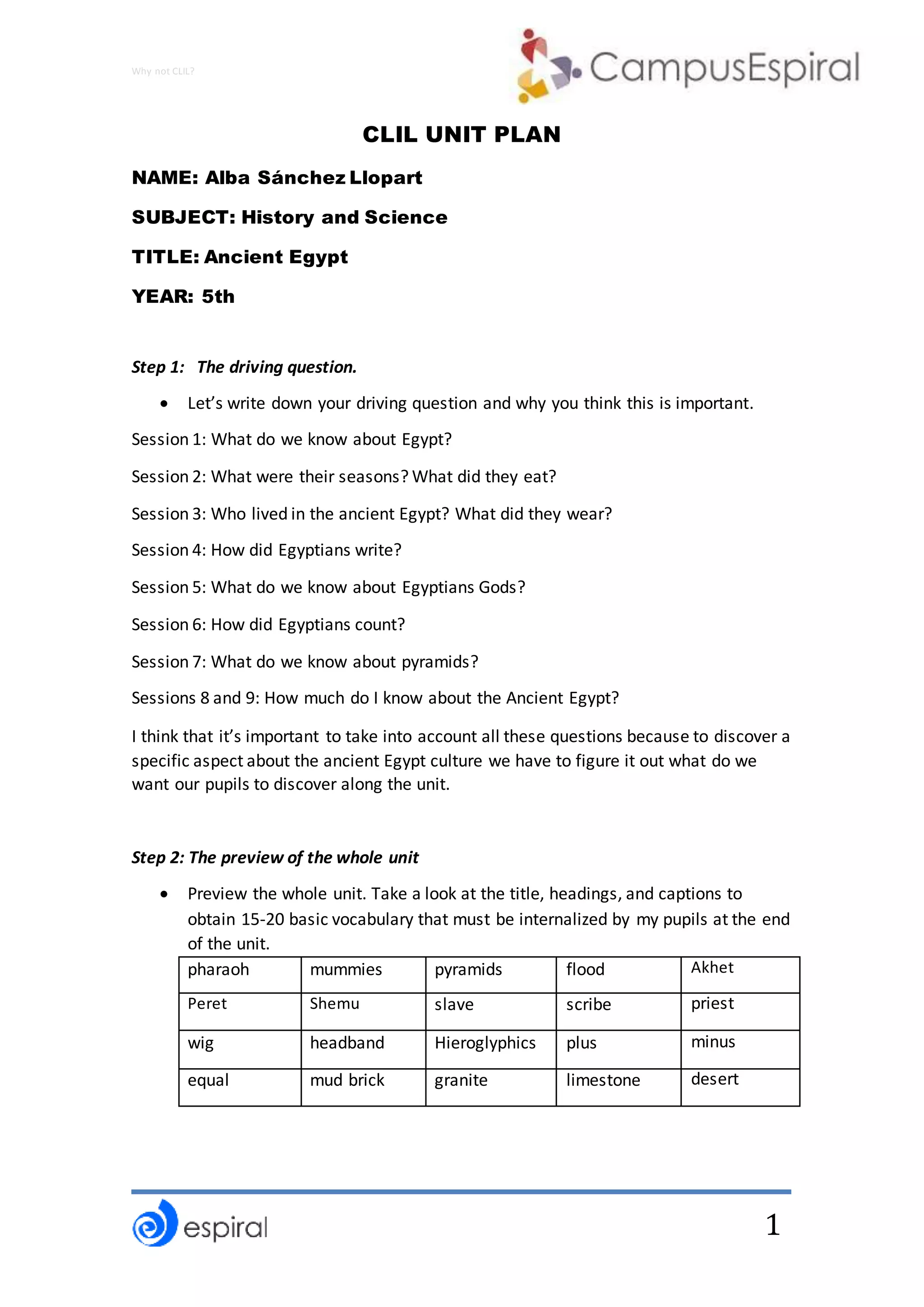 Module 1 activity clil unit plan template | PDF