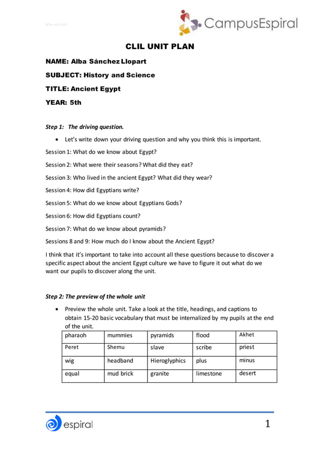 Module 1 activity clil unit plan template | PDF