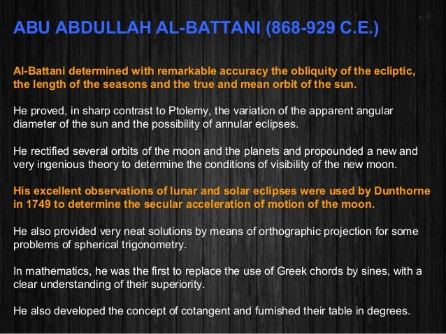 AL-BATTANI v(Great Astronomer of 10th Century)