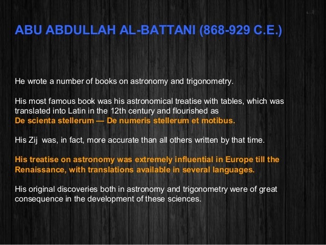 AL-BATTANI (Great Astronomer of 10th Century)