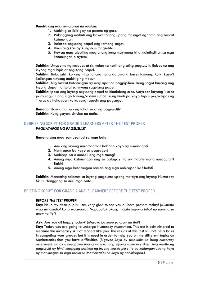 Albay Numeracy Assessment Tools (ALNAT) Manual.pdf | Educational ...