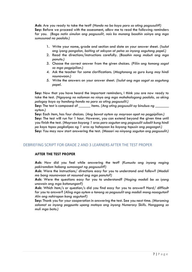 Albay Numeracy Assessment Tools (ALNAT) Manual.pdf | Educational ...