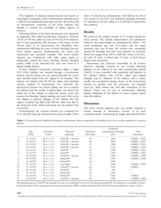 (Albayrak, 2011) post partum haemorrhage from the lower uterine segment secondary to placenta ...