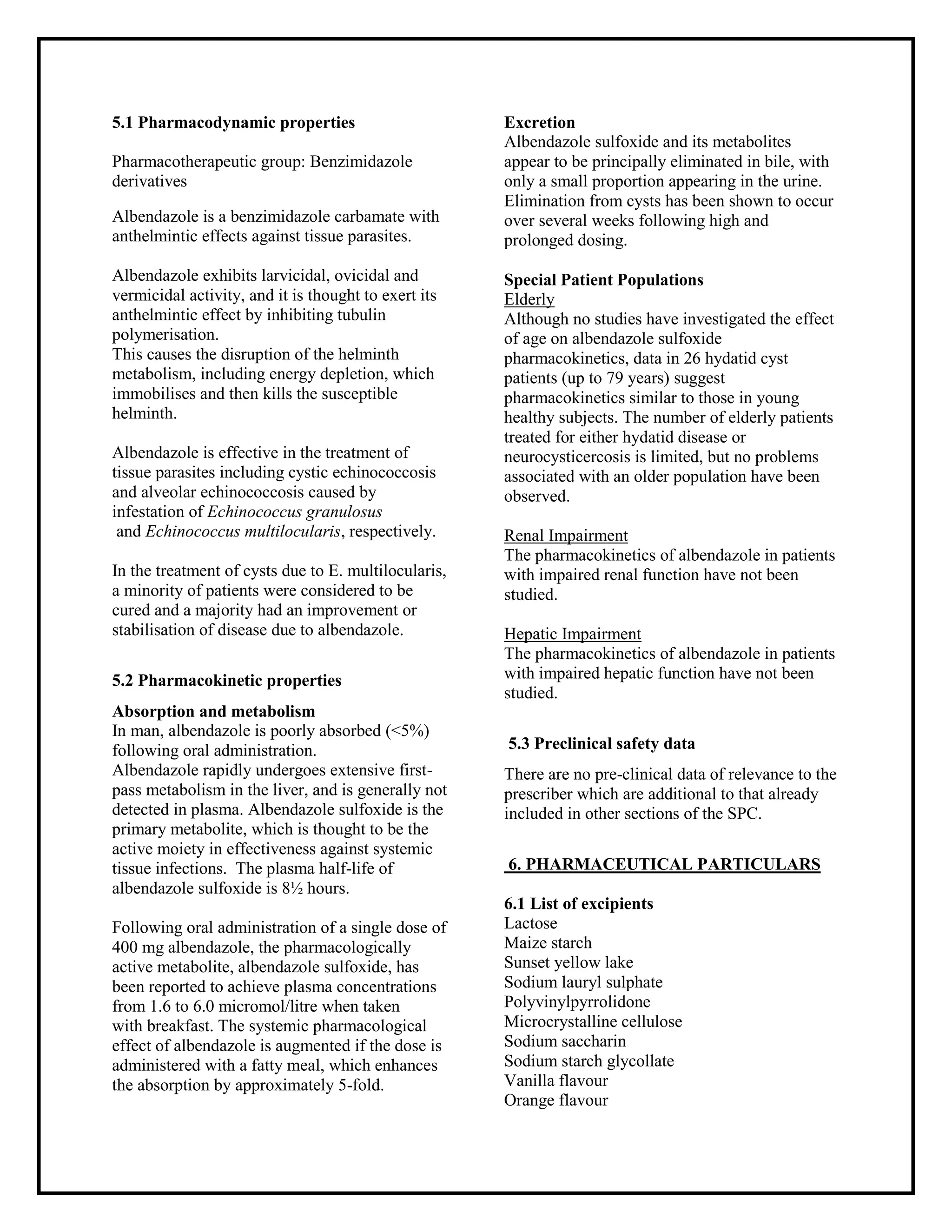 Albendazole 400 mg tablets smpc taj pharmaceuticals | PDF