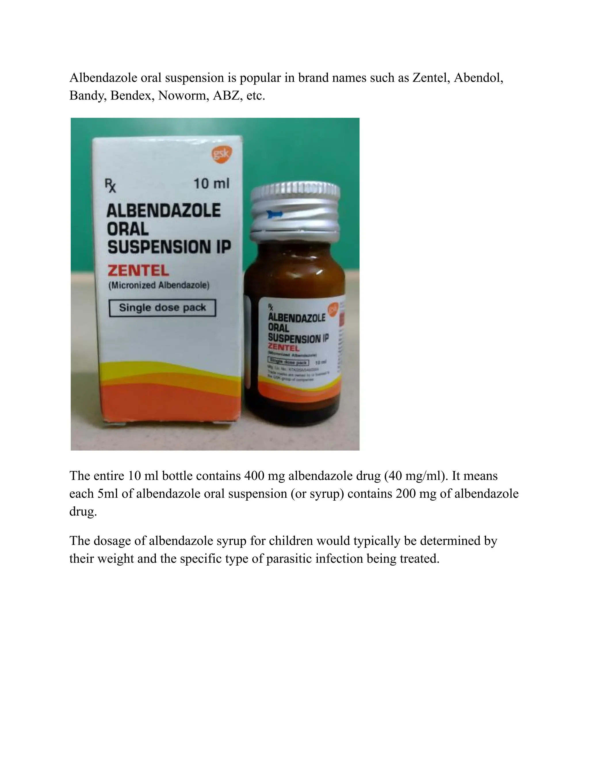 Albendazole dose for kids in worm infestation | PDF