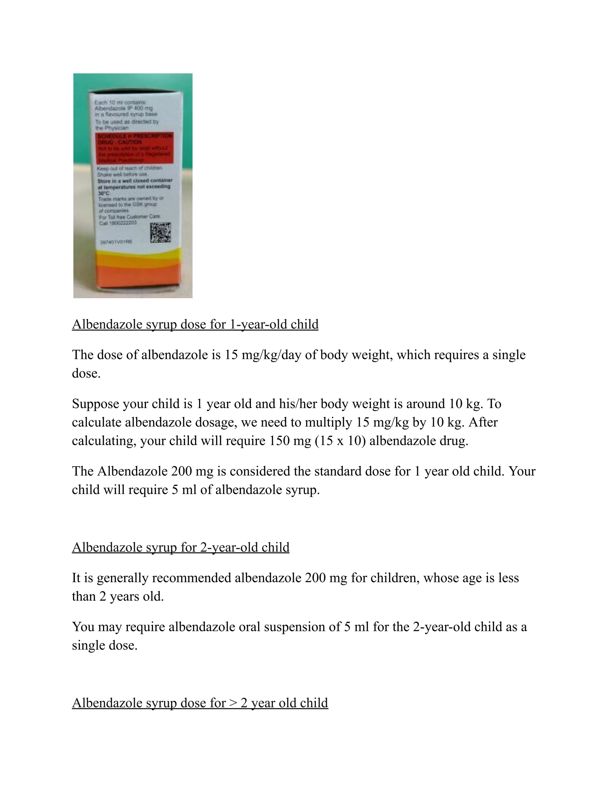 Albendazole dose for kids in worm infestation | PDF