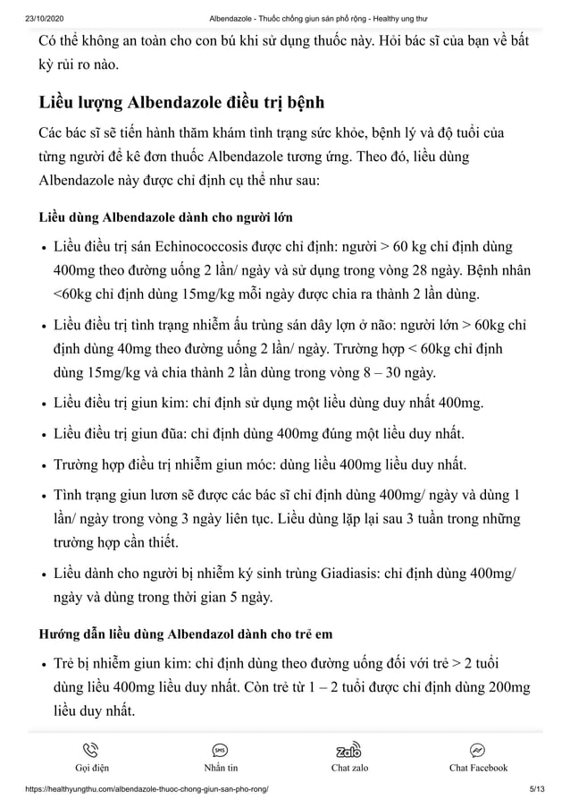 Albendazole thuoc chong giun san pho rong | PDF
