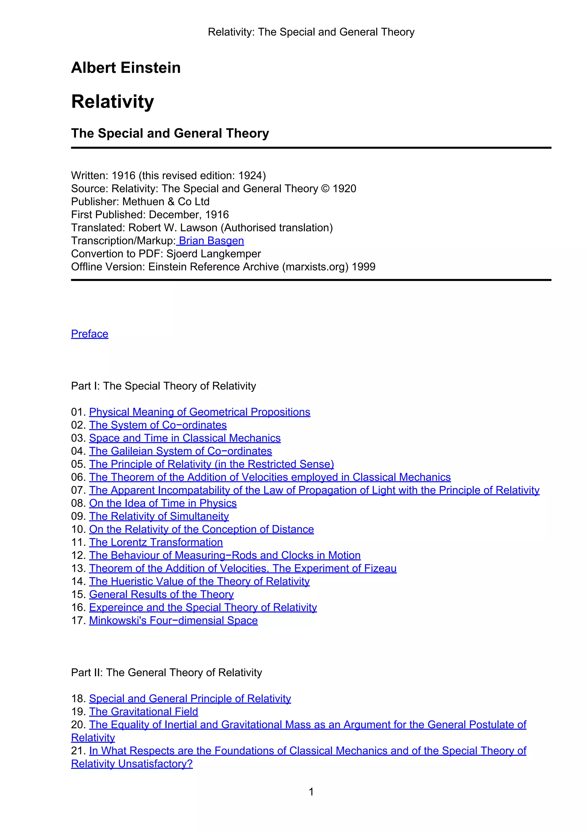 Albert Einstein Relativity | PDF