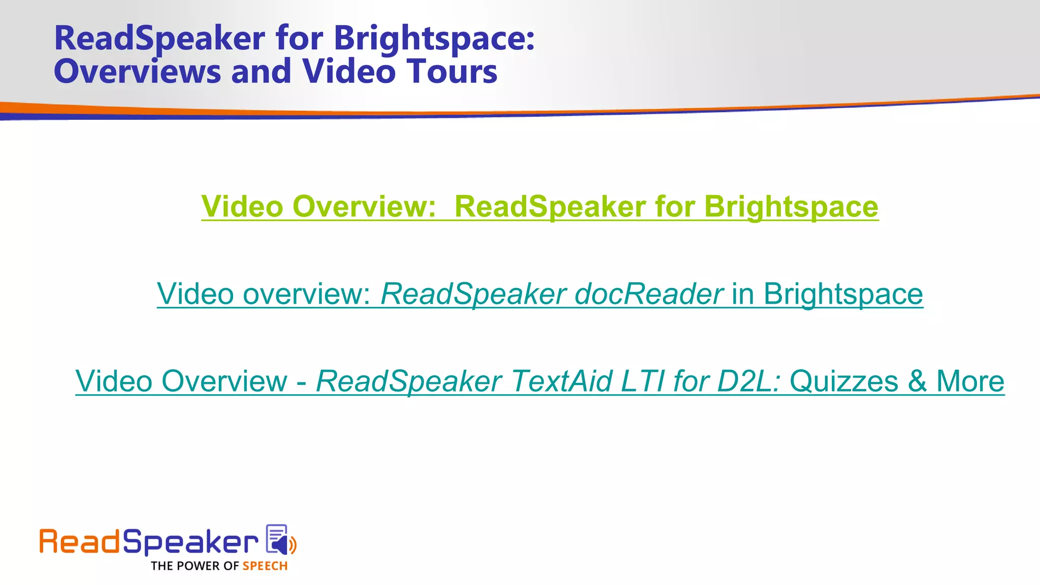 D2L Connection: Alberta - Readspeaker Breakout Session | PPT