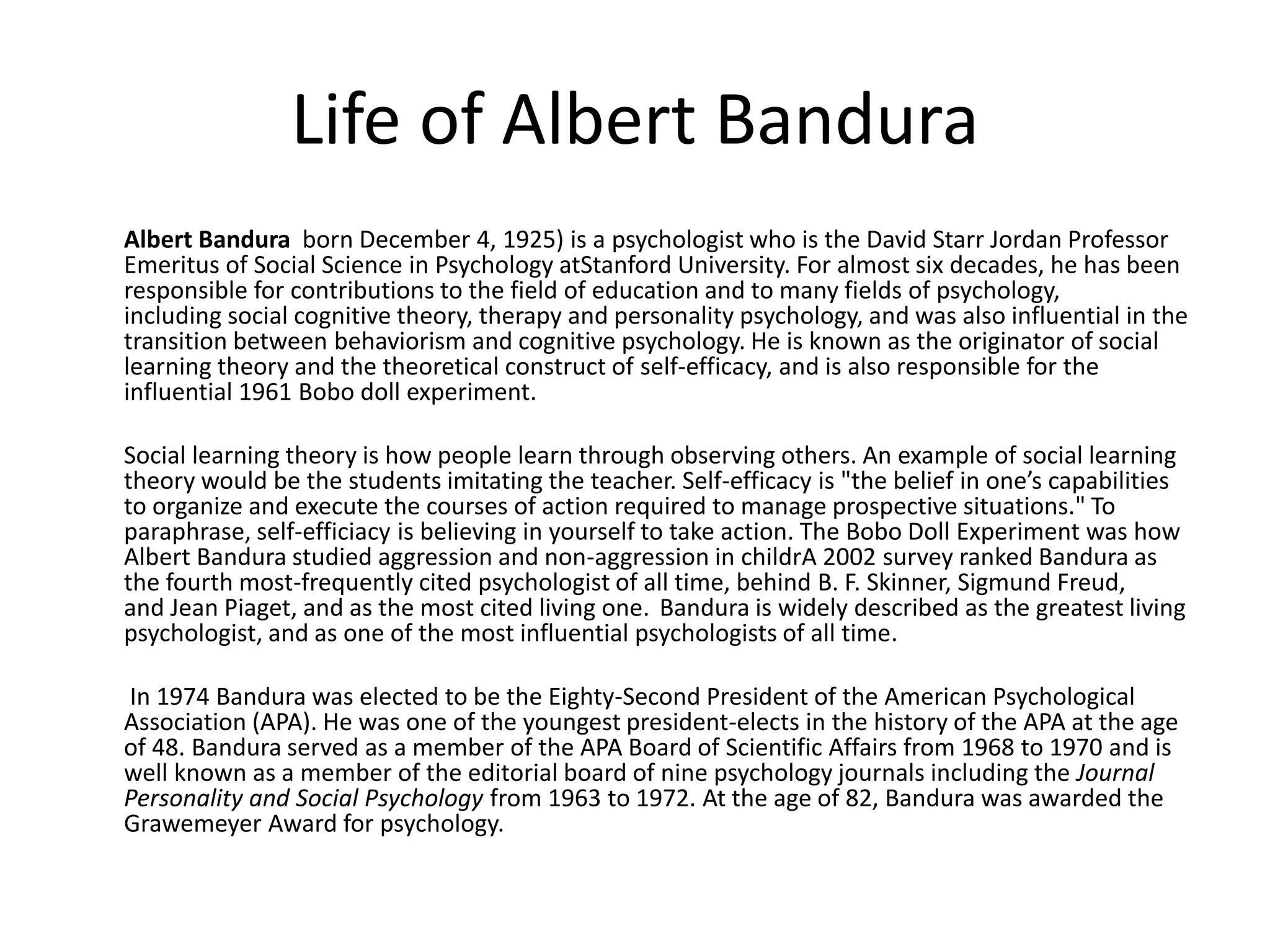 Albert bandura | PPT | Free Download