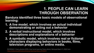 ALBERT BANDURA OBSERVATIONAL SOCIAL LEARNING | PPT