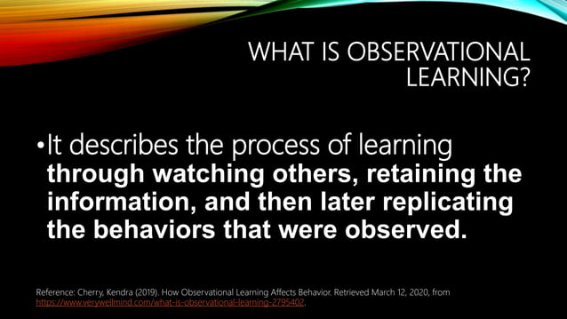 ALBERT BANDURA OBSERVATIONAL SOCIAL LEARNING | PPT
