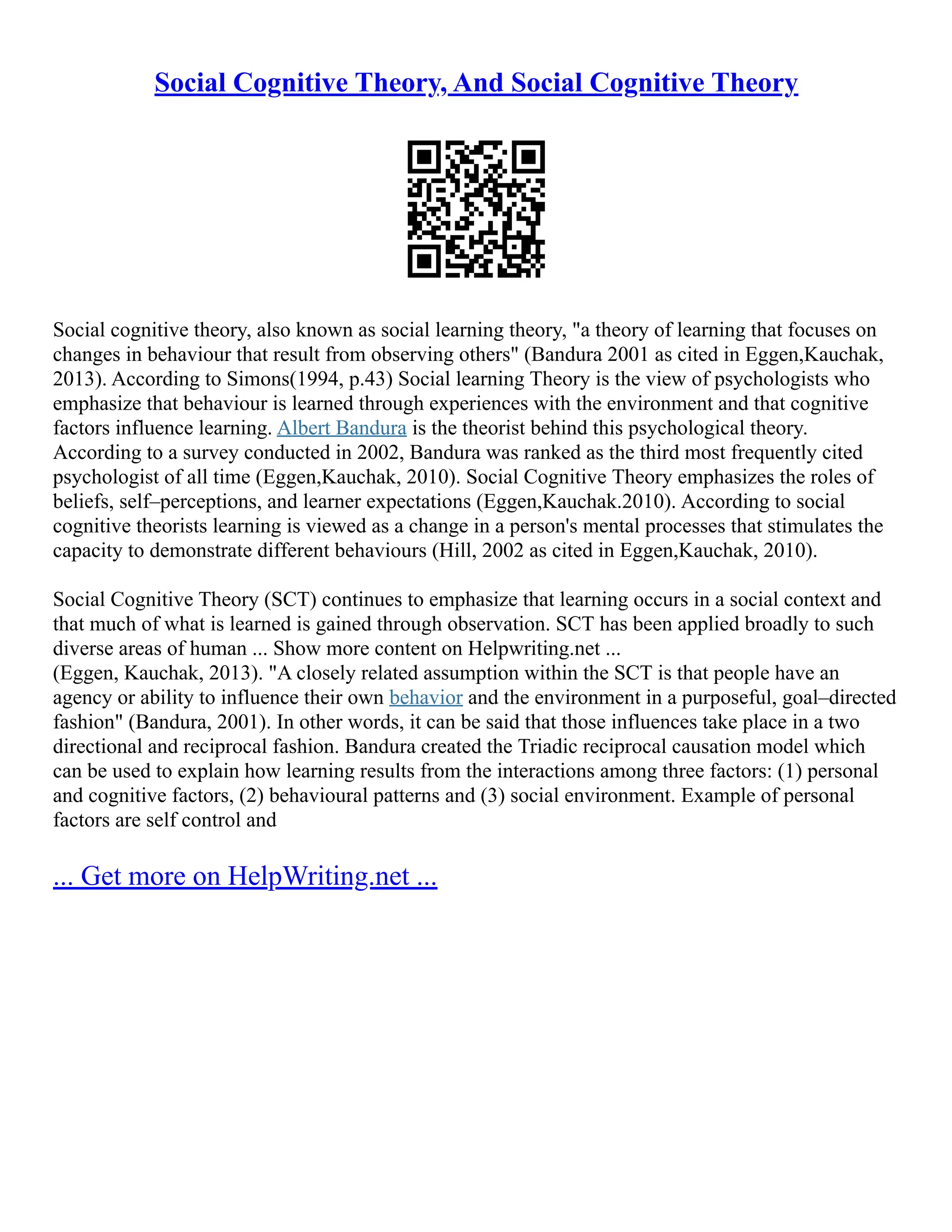 Albert Bandura Theory | PDF