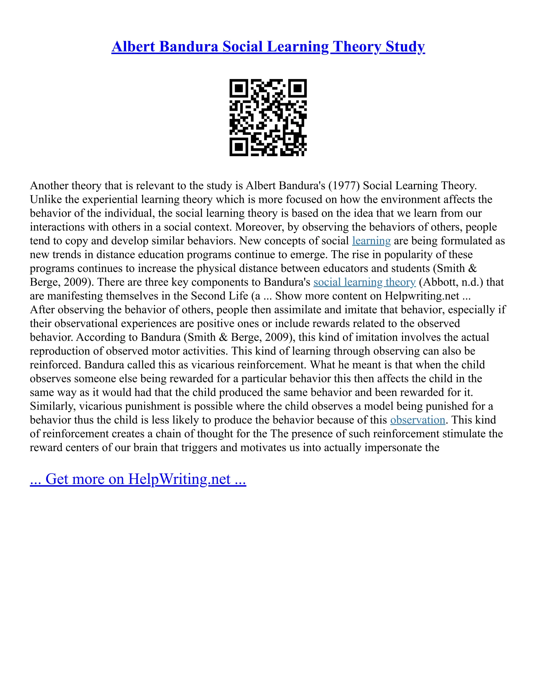 Albert Bandura Theory | PDF