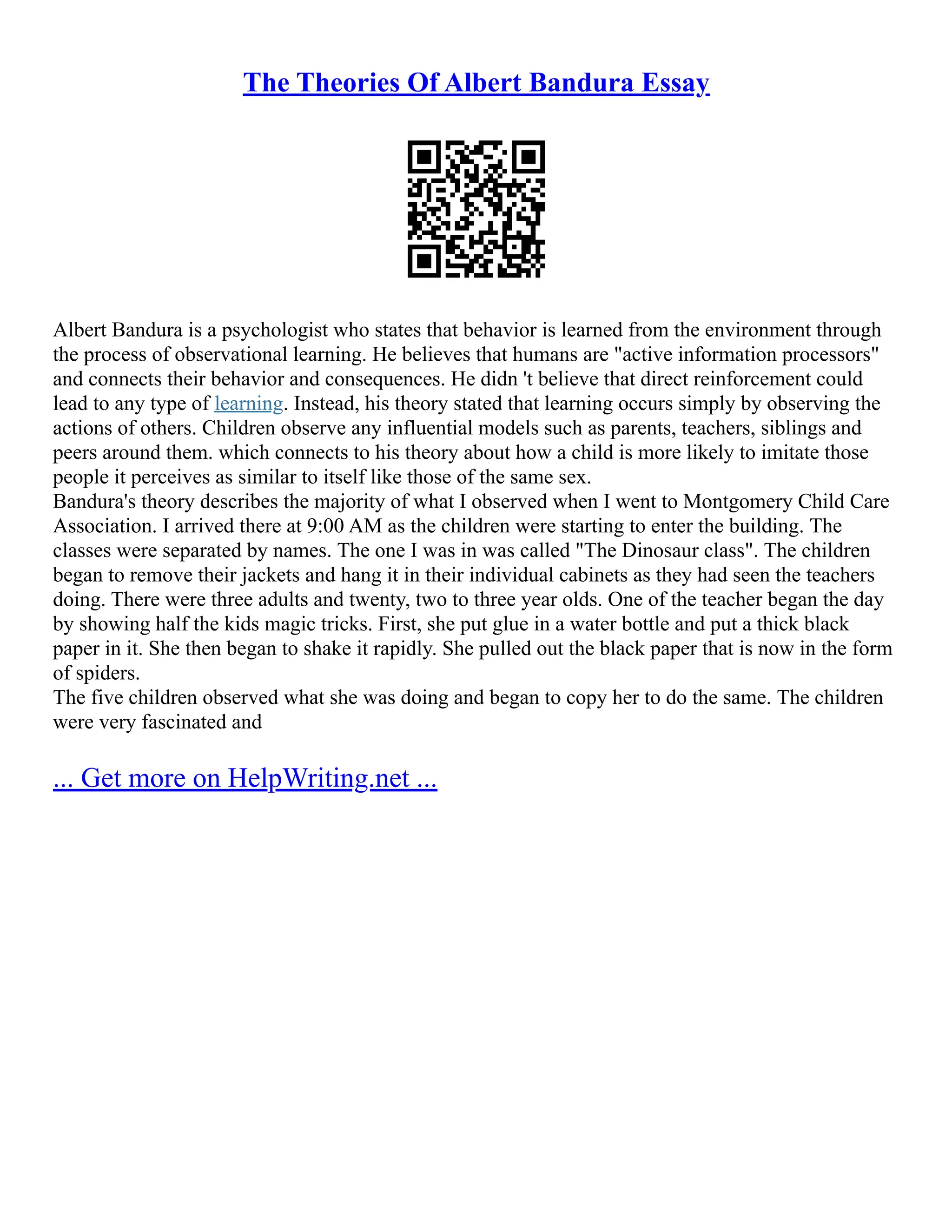 Albert Bandura Theory | PDF