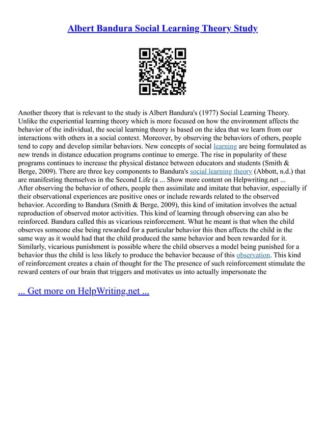 Albert Bandura Theory | PDF