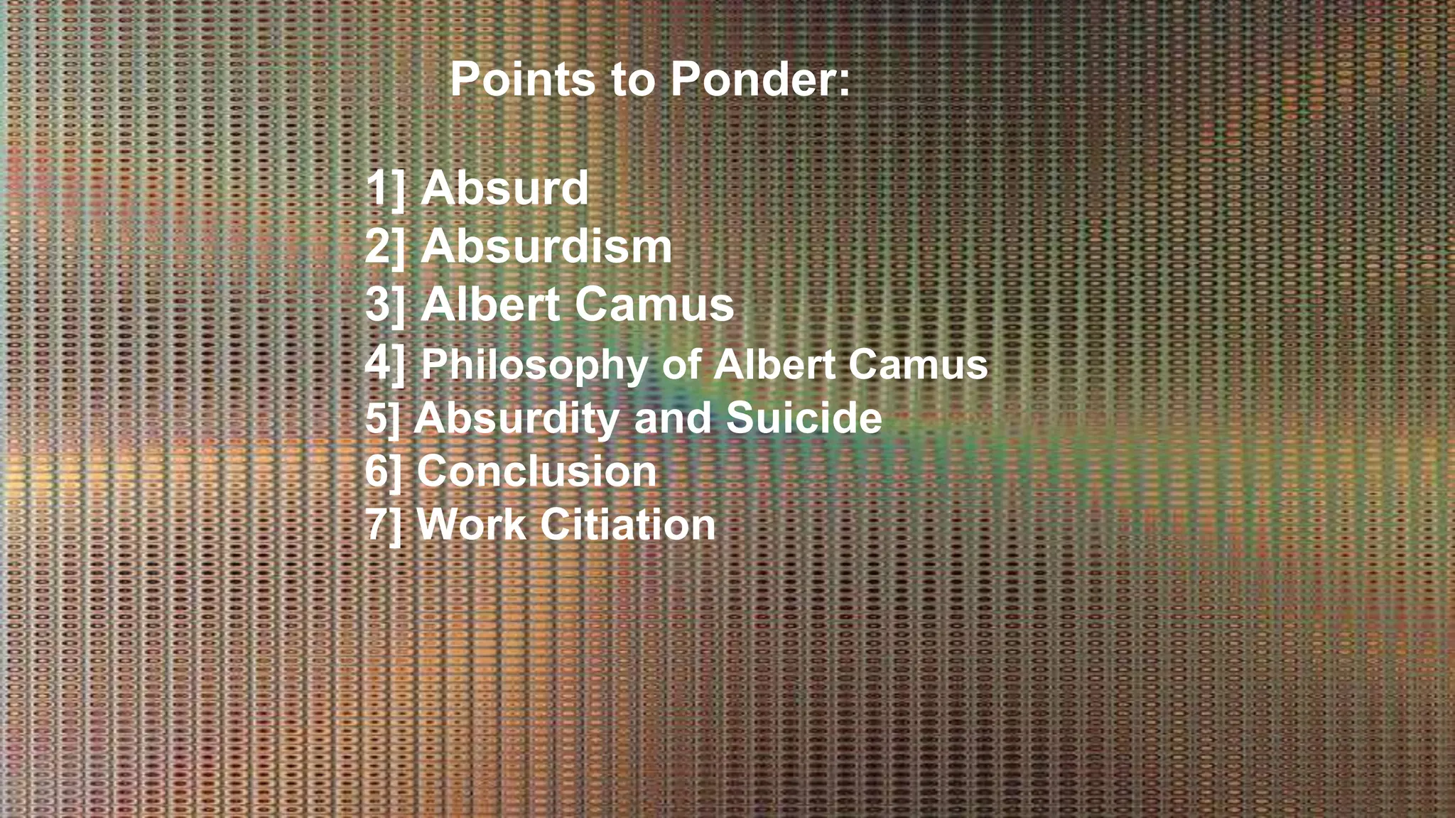 Albert Camus and absurdism| Presentation | PPTX