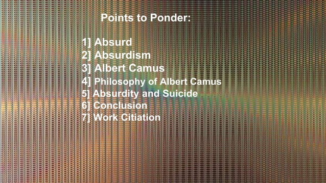 Albert Camus and absurdism| Presentation | PPTX | Fiction | Books and ...