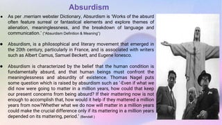 Albert Camus and absurdism| Presentation | PPTX