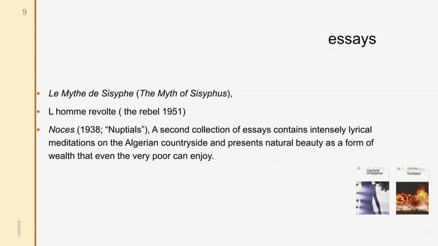 Albert camus bio and works | PPTX | Fiction | Books and Literature