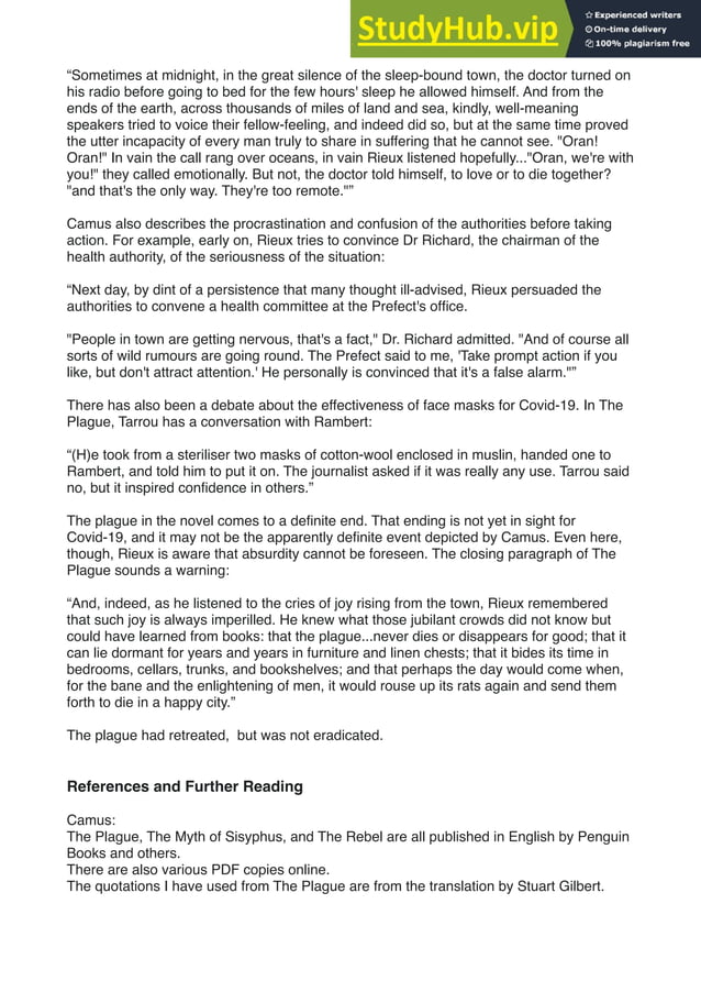 Albert Camus The Plague -Summary And Commentary From An Existentialist ...