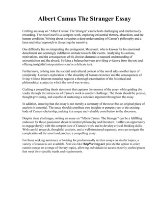 Albert Camus The Stranger Essay.pdf