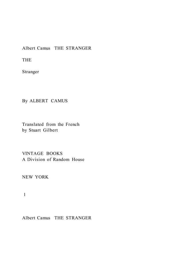 Albert camus the stranger the stranger b | PDF