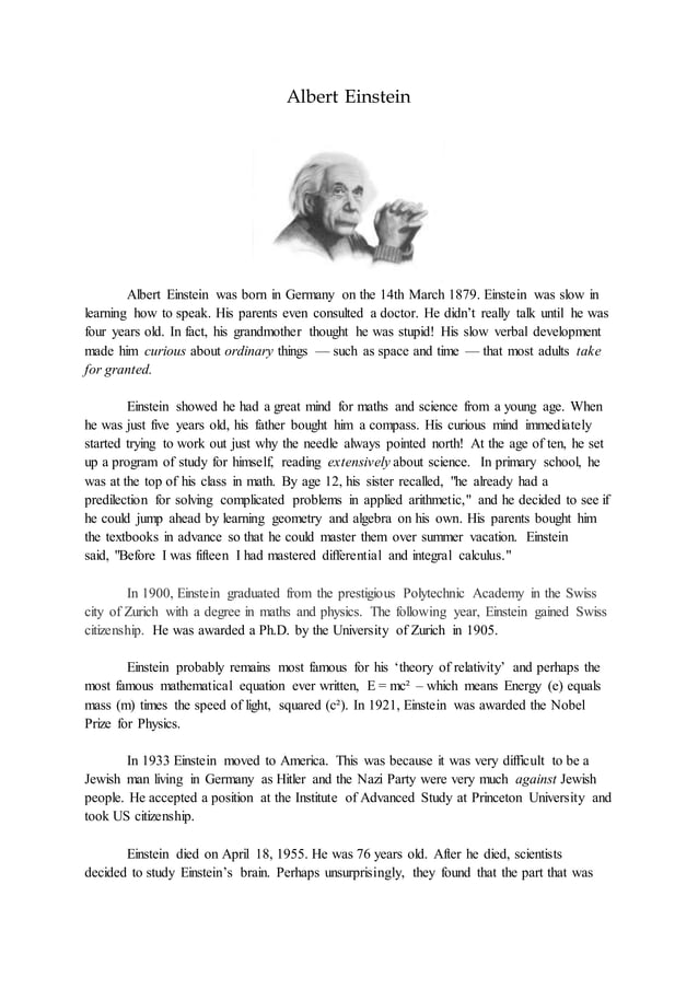 Worksheet - Albert Einstein | DOCX