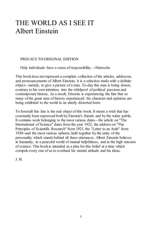 Albert einstein the world as i see it | DOCX