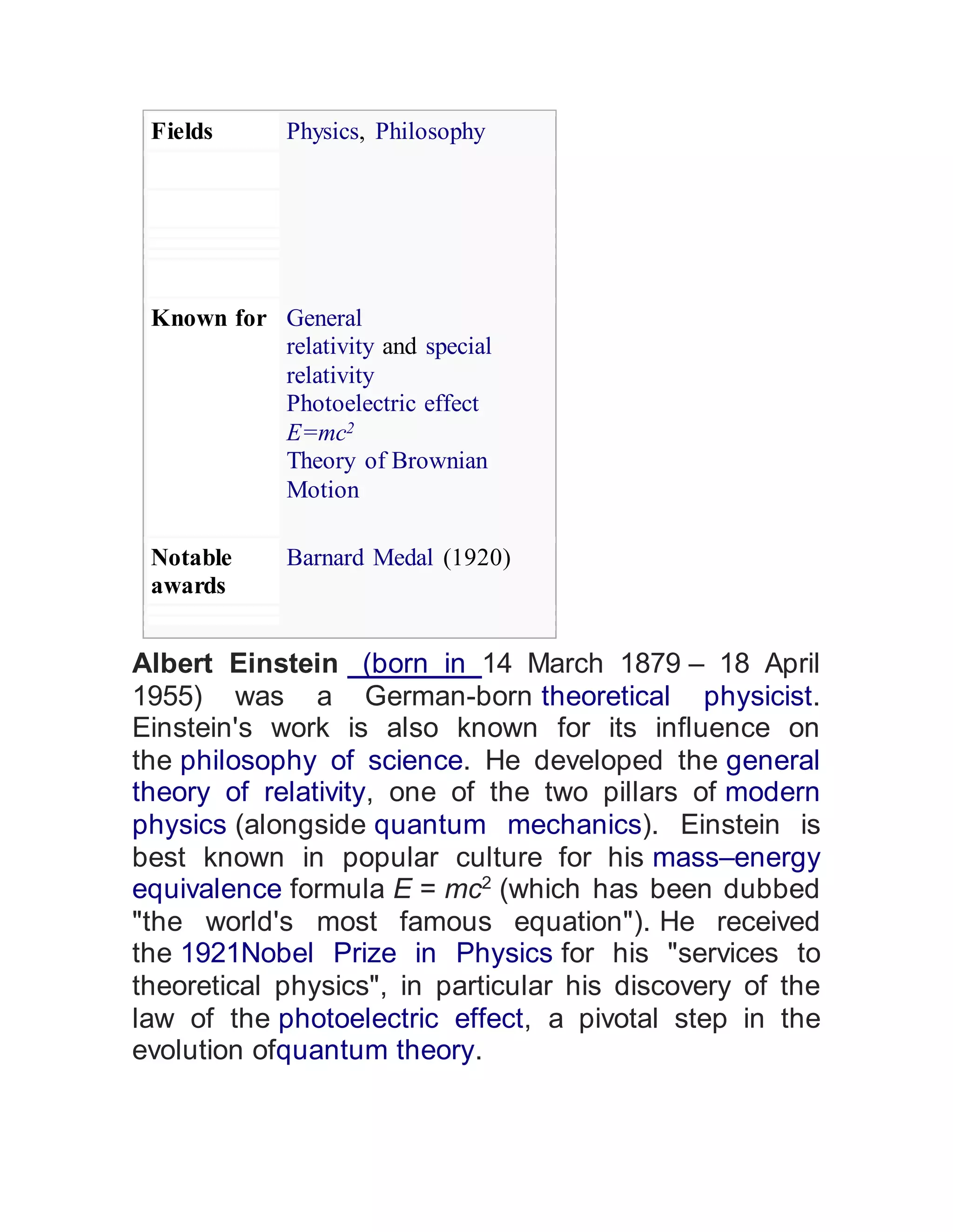 Albert einstein biography | PDF