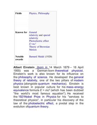 Albert einstein biography | DOCX