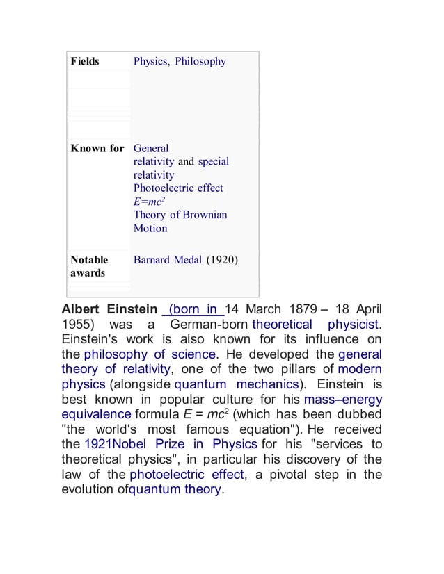 Albert einstein biography | PDF