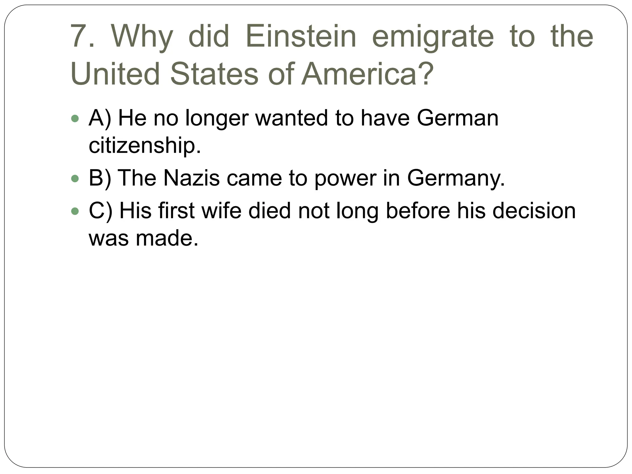 Albert Einstein famous physicist quiz about Albert Einstein | PPTX