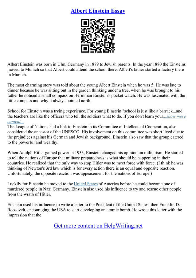 Albert Einstein Essay | PDF